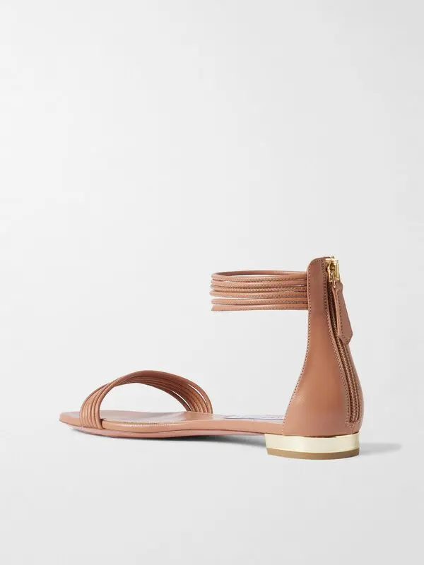 AQUAZZURA Sway Leather Ankle Strap Sandals - Neutrals