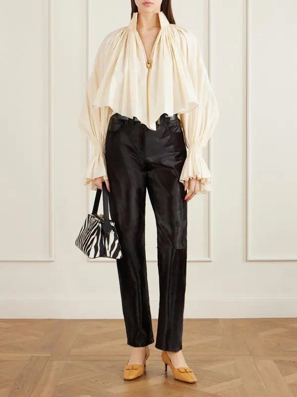 Khaite Callum Calf Hair Straight-leg Pants - Black