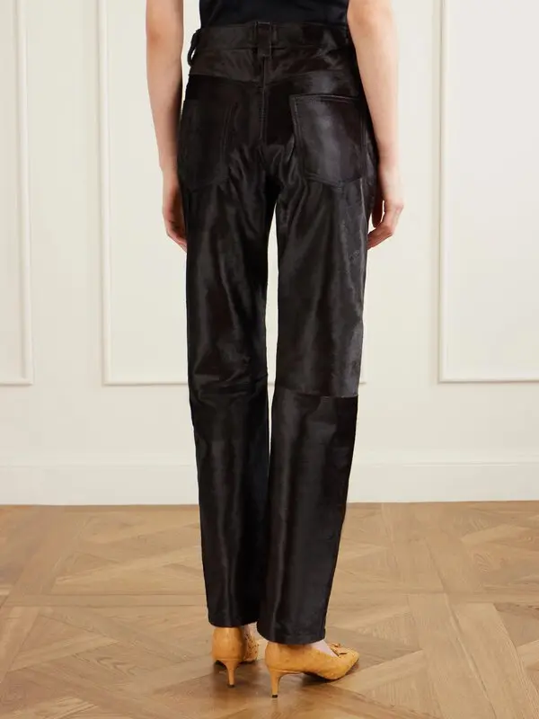Khaite Callum Calf Hair Straight-leg Pants - Black