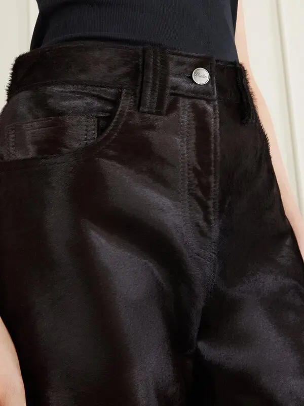 Khaite Callum Calf Hair Straight-leg Pants - Black