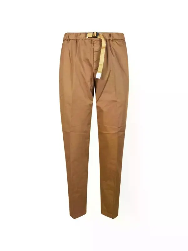 WHITE SAND Belted Gabardine Trousers - Brown