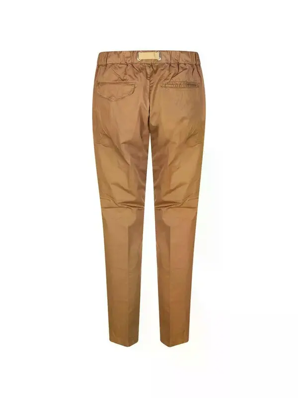 WHITE SAND Belted Gabardine Trousers - Brown