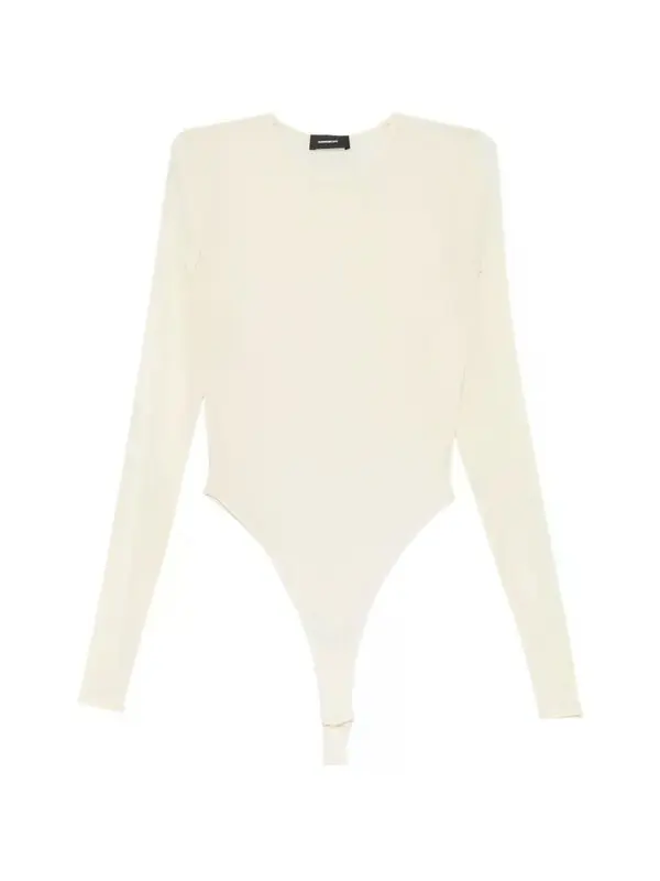 Wardrobe.NYC Sheer Long Sleeve Bodysuit - Neutrals