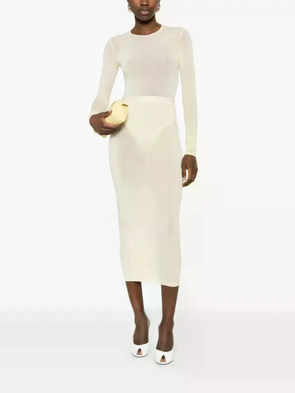Wardrobe.NYC Sheer Long Sleeve Bodysuit - Neutrals