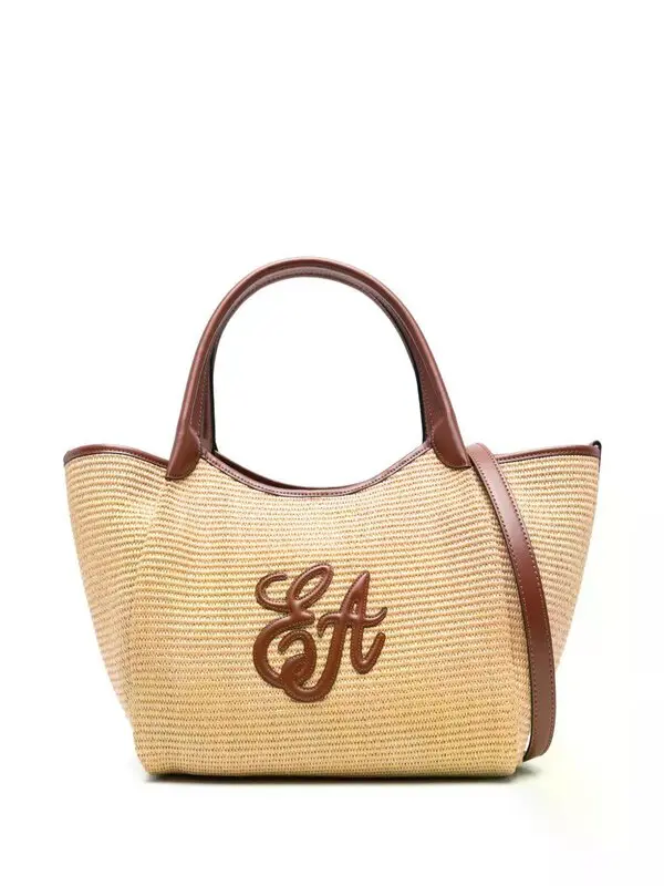 Emporio Armani Logo-appliqué Woven Tote Bag - Neutrals