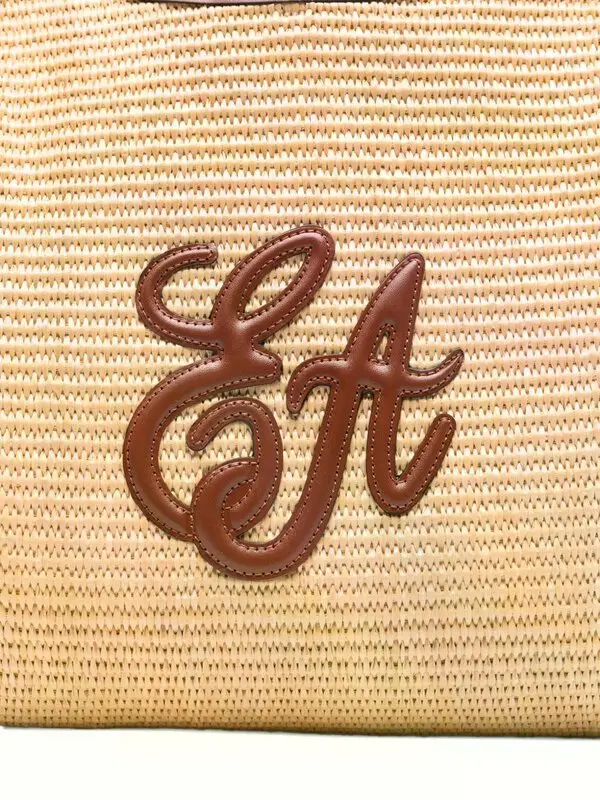 Emporio Armani Logo-appliqué Woven Tote Bag - Neutrals