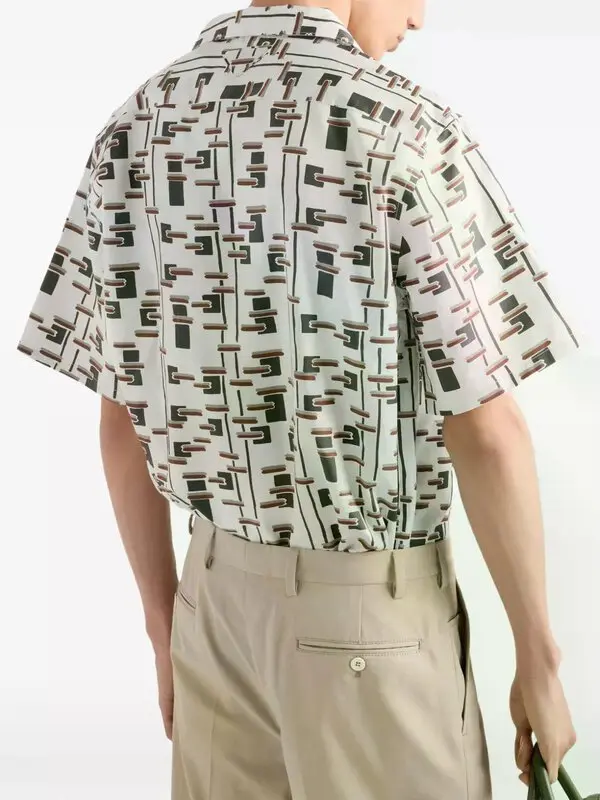 Prada Printed Cotton Blend Shirt - Neutrals