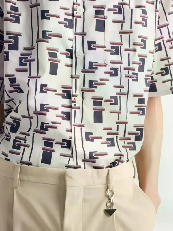 Prada Printed Cotton Blend Shirt - Neutrals