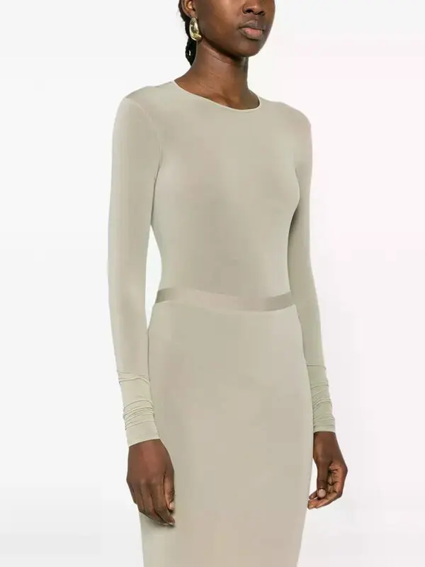 Wardrobe.NYC Sheer Long Sleeve Bodysuit - Neutrals