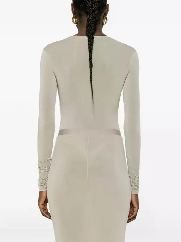Wardrobe.NYC Sheer Long Sleeve Bodysuit - Neutrals