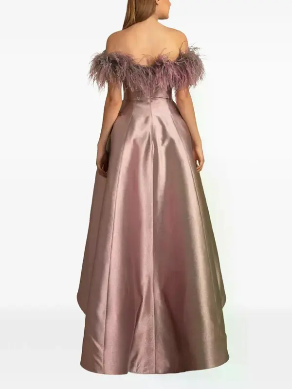 GEMY MAALOUF Off-the-shoulder Feather Detail Maxi Dress