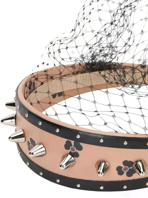 Red Valentino Spiked Floral Veil Headband