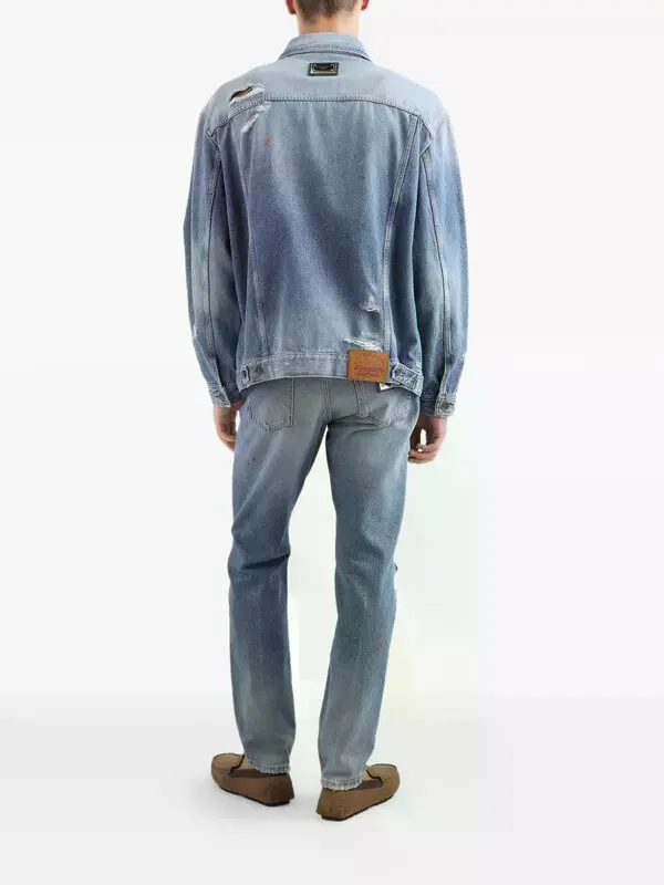 Dolce & Gabbana Ripped Logo Plaque Jeans