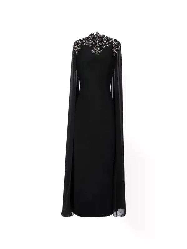 GEMY MAALOUF Embellished High-collar Midi Dress - Black