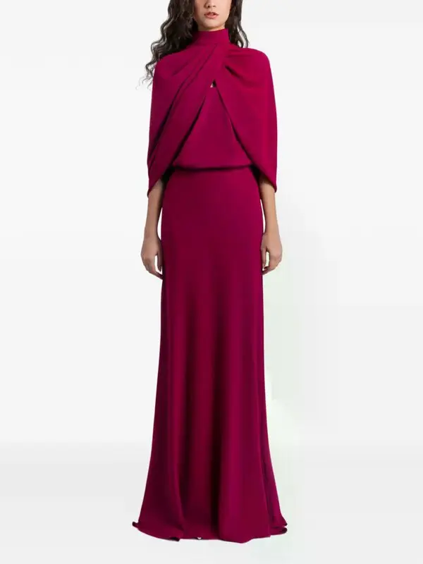 GEMY MAALOUF High Neck Draped Maxi Dress
