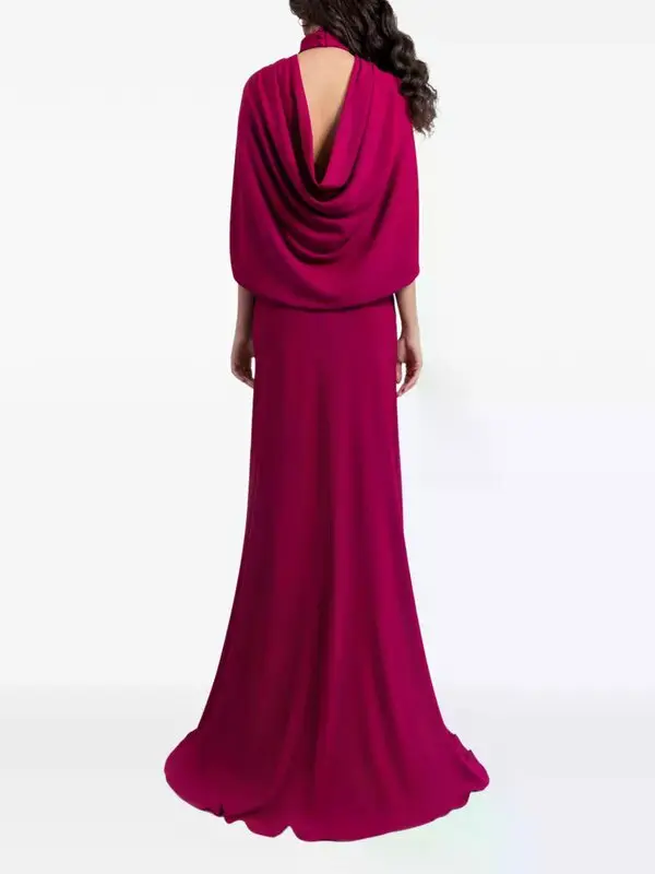 GEMY MAALOUF High Neck Draped Maxi Dress
