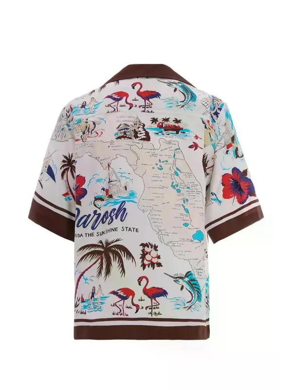 P.a.r.o.s.h Graphic Print Short Sleeve Shirt - Neutrals