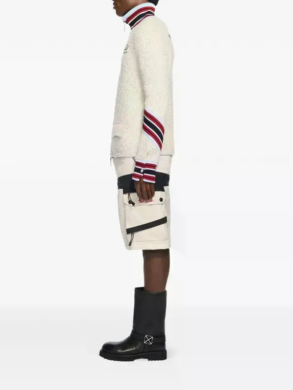 Off-White Striped Zip Cardigan