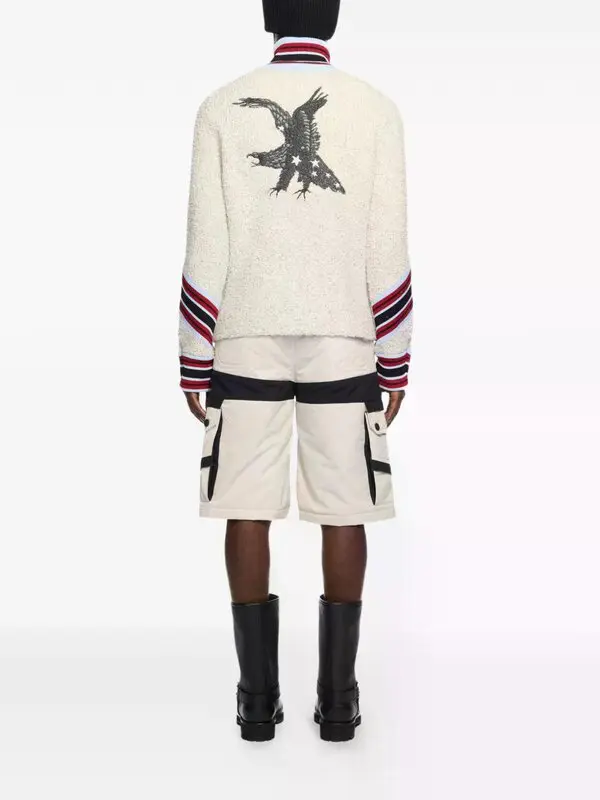 Off-White Striped Zip Cardigan