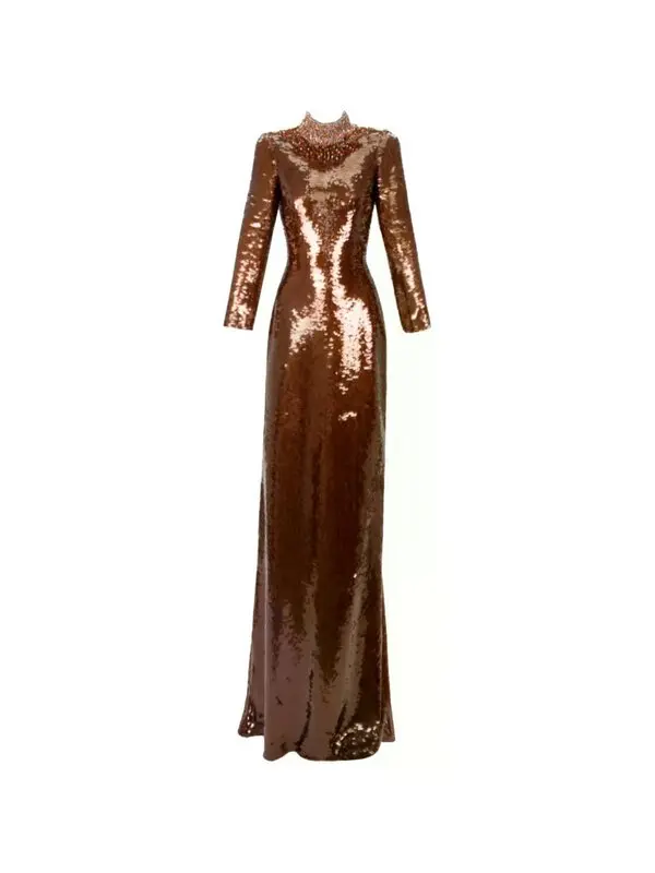 GEMY MAALOUF Sequined High Neck Maxi Dress