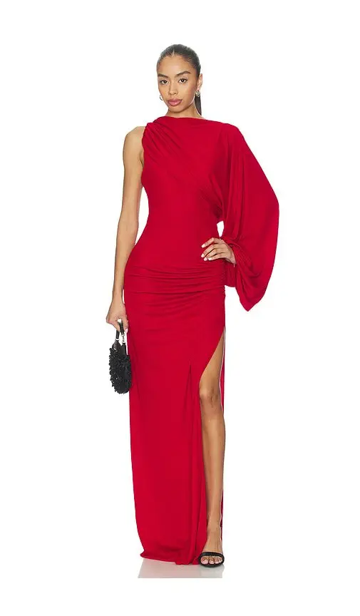 Andamane Selene One Shoulder Maxi Dress - Red