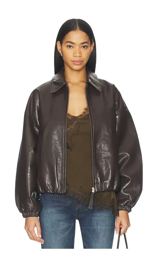 Citizens Of Humanity Leather Bubble Hem Bomber Jacket