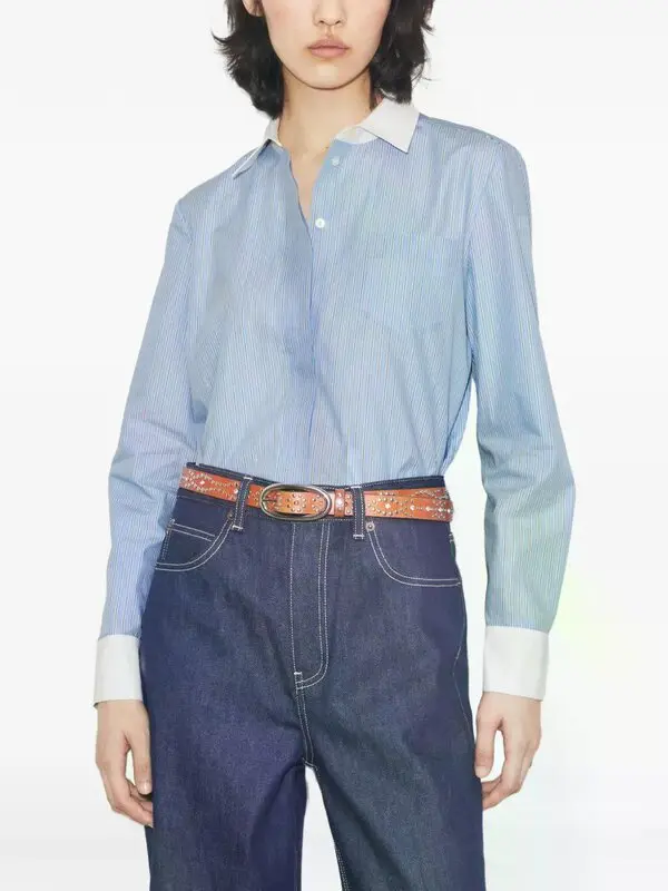 Tory Burch Striped Cotton Button-down Shirt With Contrast Collar And Cuffs