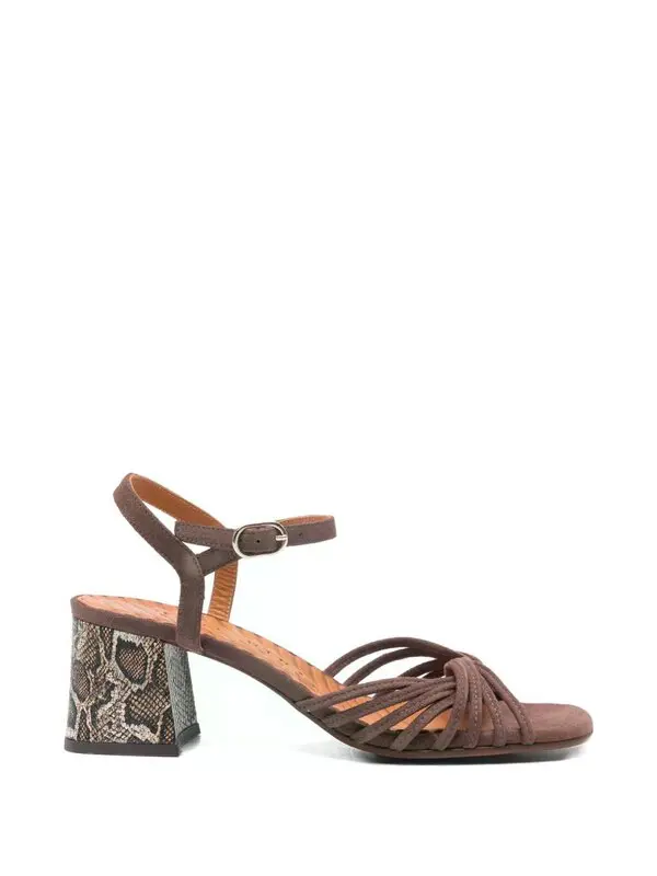 Chie Mihara Snakeskin-print Heel Sandals - Brown