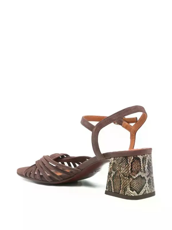 Chie Mihara Snakeskin-print Heel Sandals - Brown