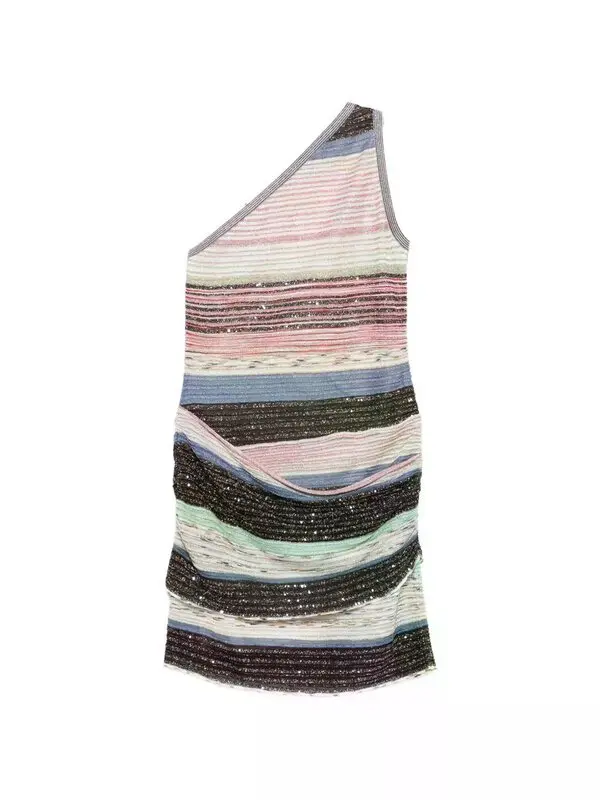 Missoni One-shoulder Striped Mini Dress - Neutrals