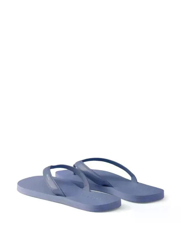 Prada Brushed Leather Flip-flop Sandals - Blue