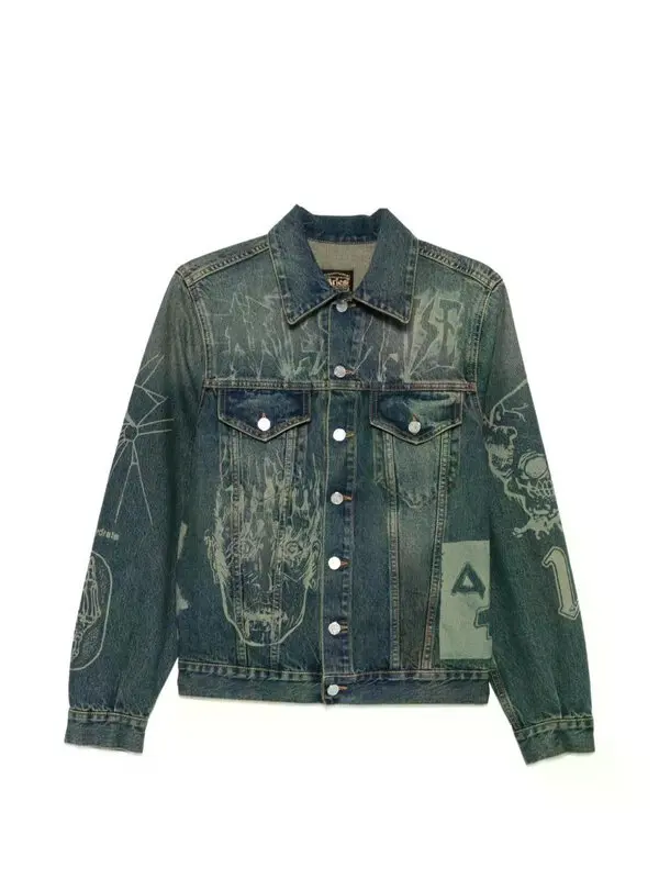 Aries Graphic Print Denim Jacket - Blue