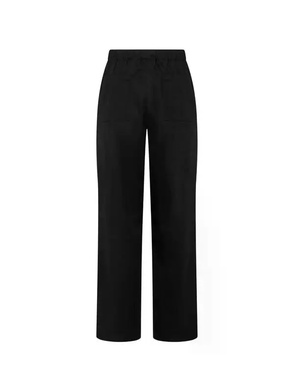 LANEUS Wide Leg Trousers With Embroidered Detail - Black