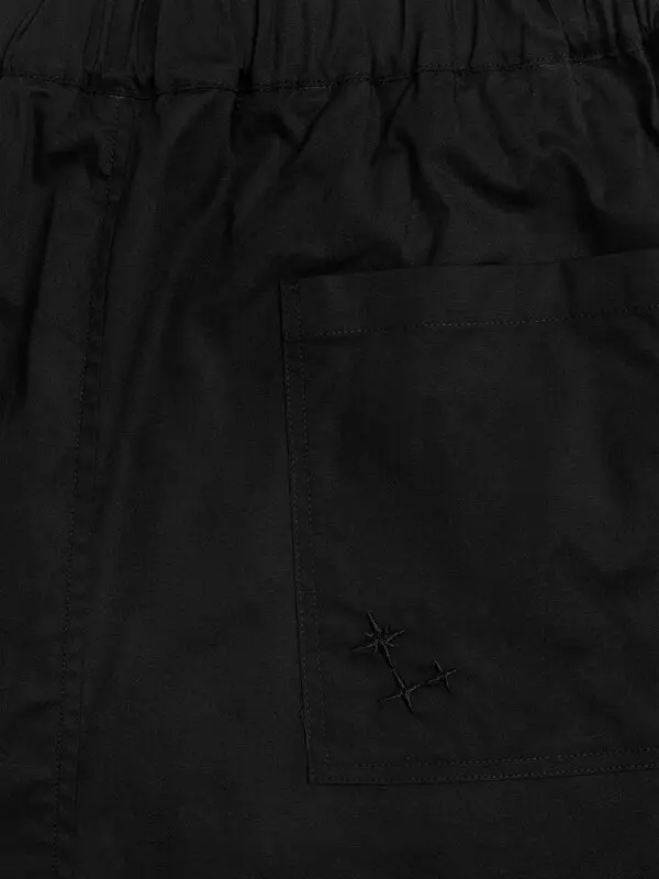 LANEUS Wide Leg Trousers With Embroidered Detail - Black