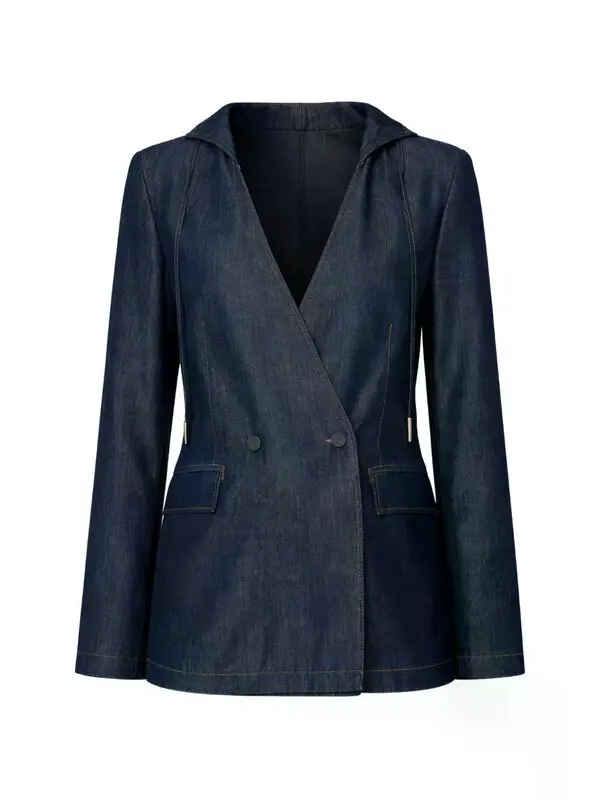 TWINSET Chambray Blazer With Detachable Hood - Blue