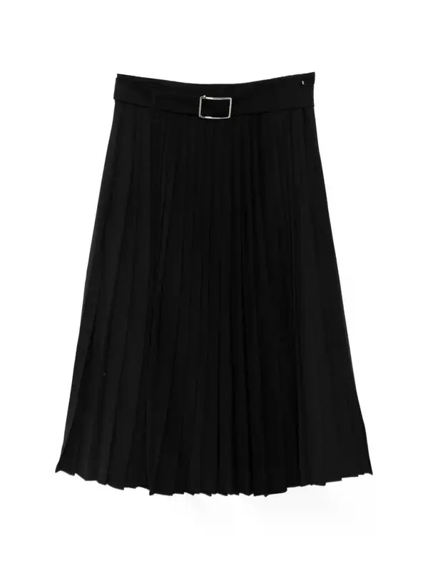 Sportmax Belted Pleated Midi Skirt - Black