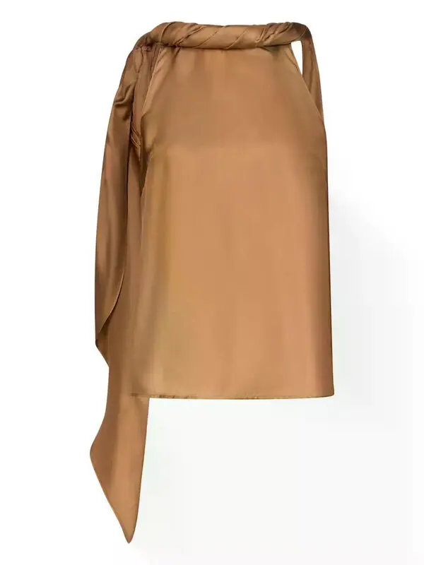 Loulou De Saison Wilma Twisted-collar Blouse - Brown