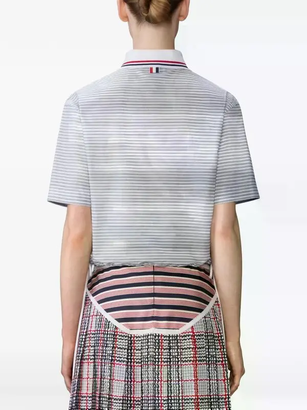 Thom Browne Striped Polo Top With Drawstring Hem