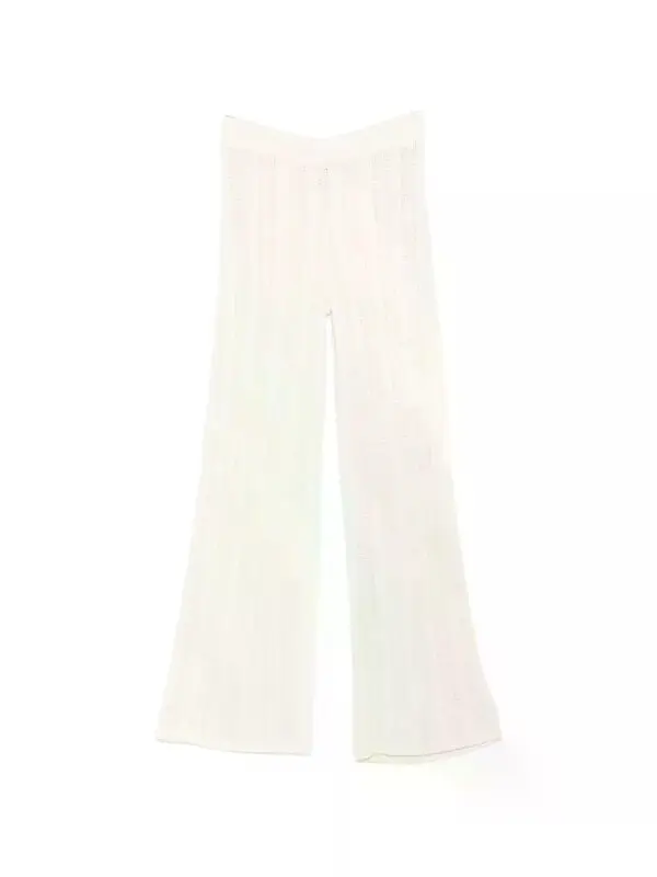Eric Bompard Elasticated Waist Pointelle Knit Wide Leg Trousers