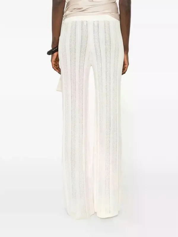 Eric Bompard Elasticated Waist Pointelle Knit Wide Leg Trousers