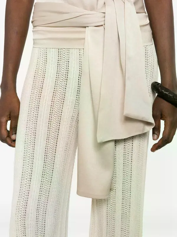 Eric Bompard Elasticated Waist Pointelle Knit Wide Leg Trousers