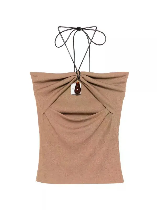 Nanushka Cut-out Halterneck Bandeau Top - Neutrals