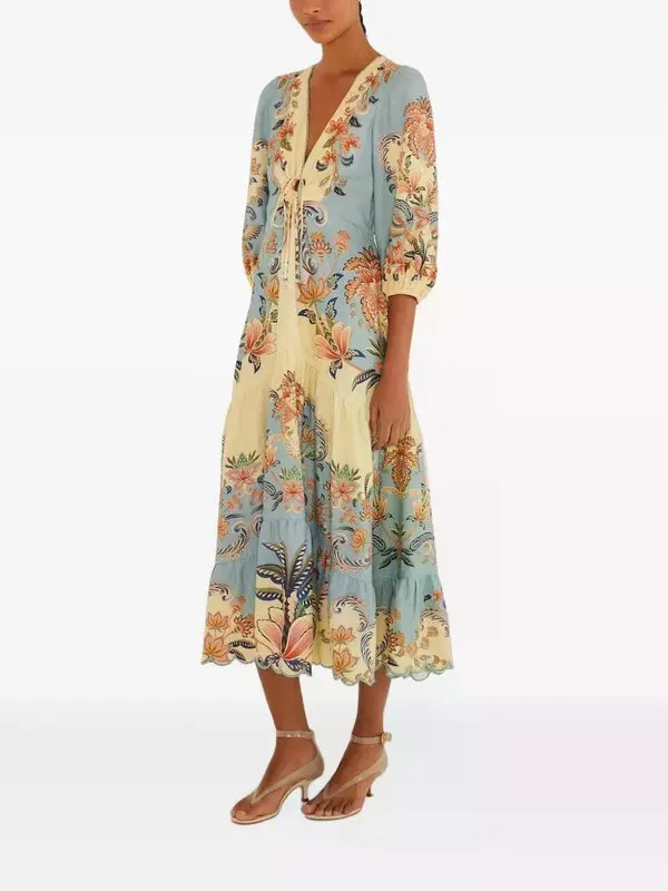 Farm Rio V-neck Floral Midi Dress
