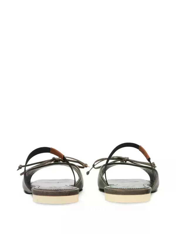 MAISON MARGIELA Leather Slingback Shoes With Bow Detailing - Brown