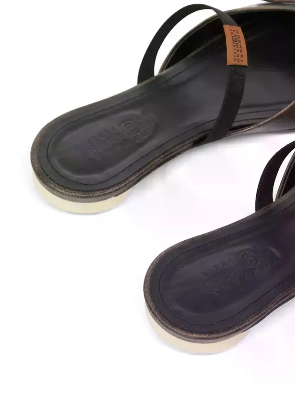 MAISON MARGIELA Leather Slingback Shoes With Bow Detailing - Brown