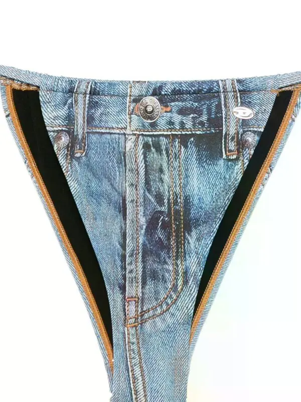 DIESEL® Trompe L'oeil" Denim Effect Bikini Bottoms - Blue