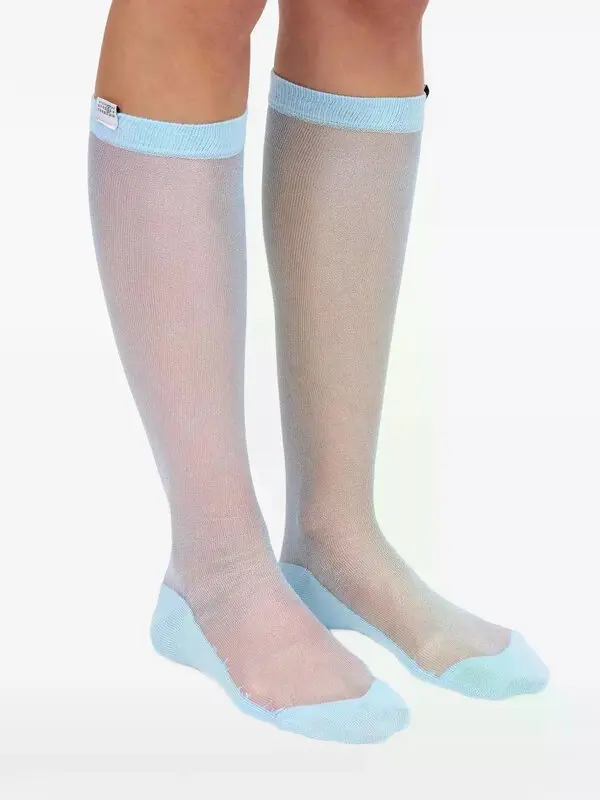 MAISON MARGIELA Knee High Socks With Ribbed Cuffs - Blue