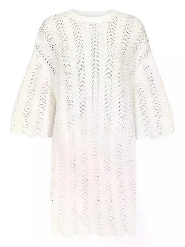 Loulou De Saison Crochet Knit Midi Dress - Neutrals