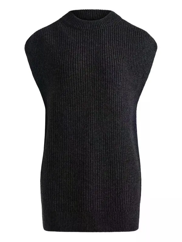 12 STOREEZ Ribbed Wool Vest - Grey