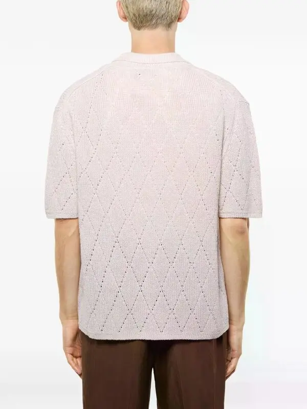 LANEUS Diamond-pattern Pointelle Knit Cardigan